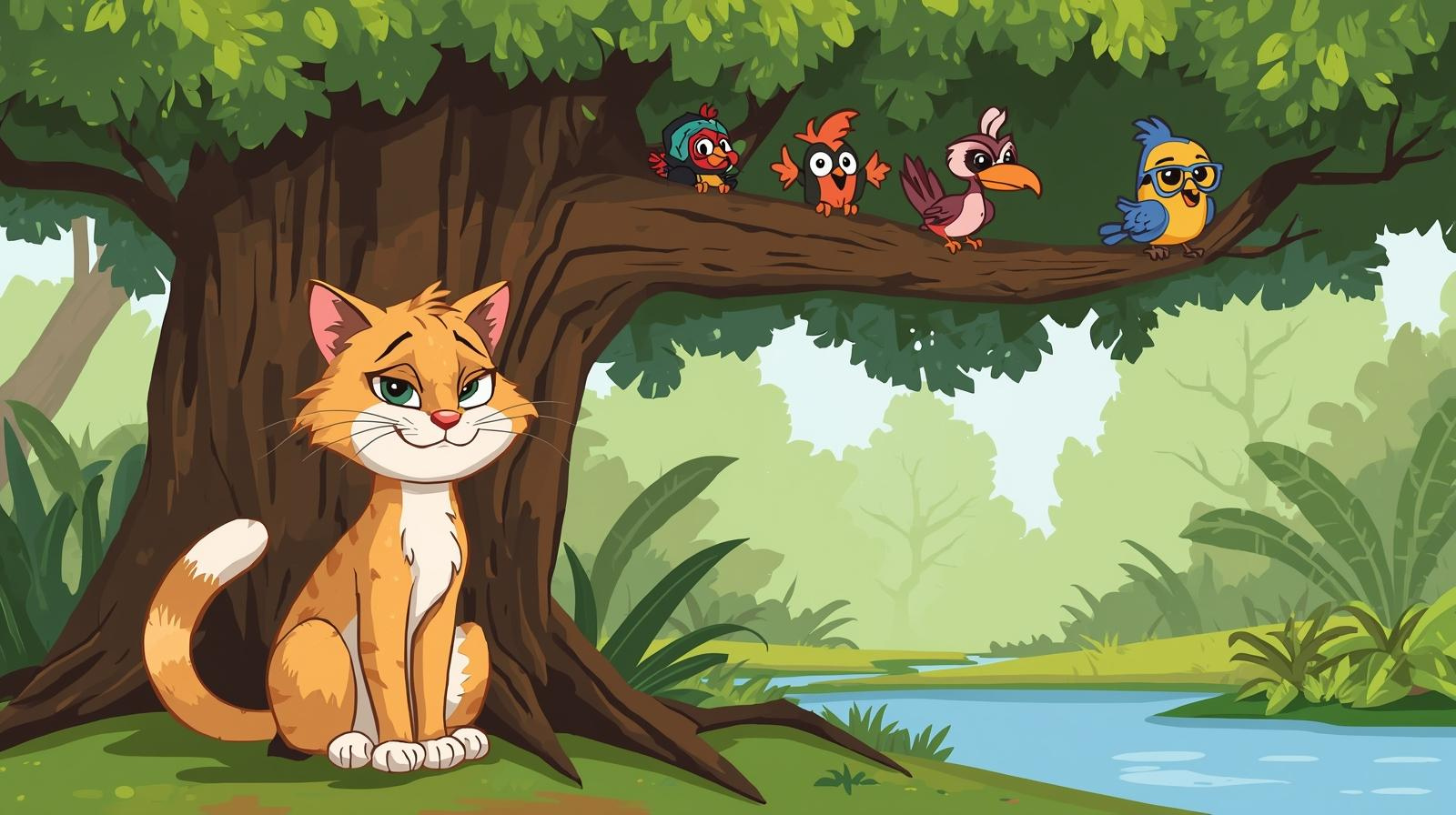 The Cat and the Birds – A Moral Story for Kids About Caution