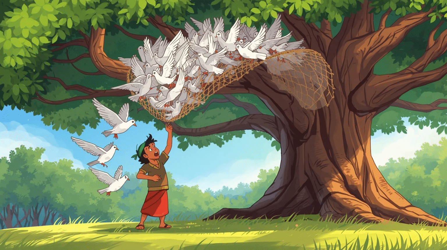 The Dove and the Hunter’s Net | Panchatantra Story with Moral