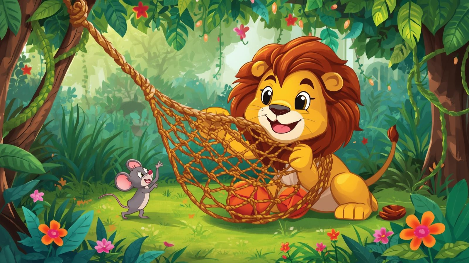 The Lion and the Mouse: Fun Jungle Story for Kids with Moral