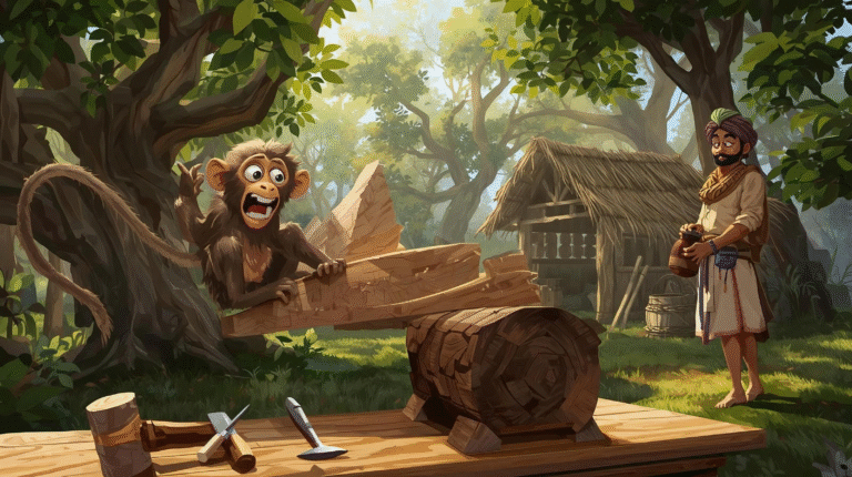 Monkey and Carpenter - Original Panchatantra Stories in Telugu